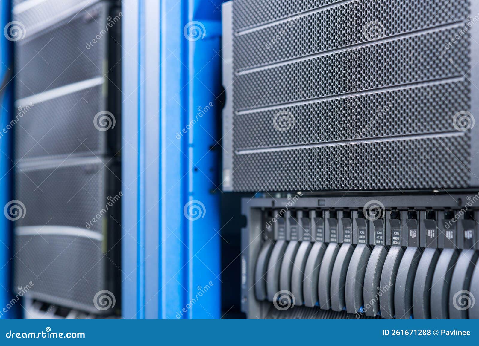 Detail of Rack with Data Backup Hard Drives Covered with Protect Stock ...