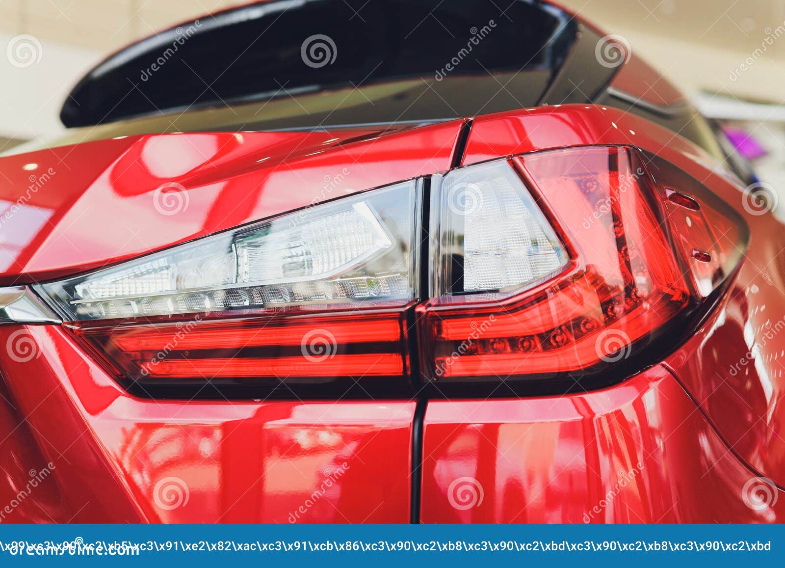 Detail on the Rear Light of a Red Car. Stock Image - Image of color ...