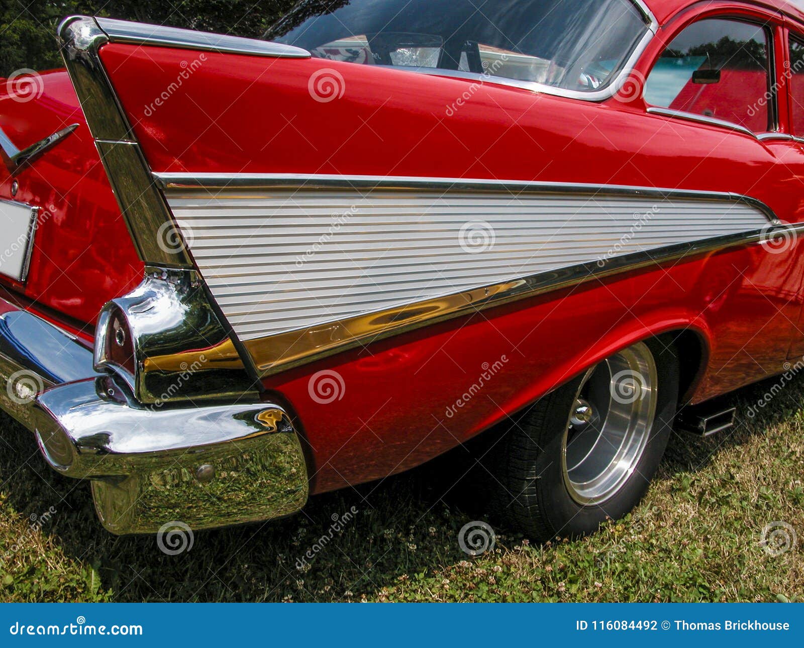 Red classic car tail fin stock photo. Image of cars - 116084492
