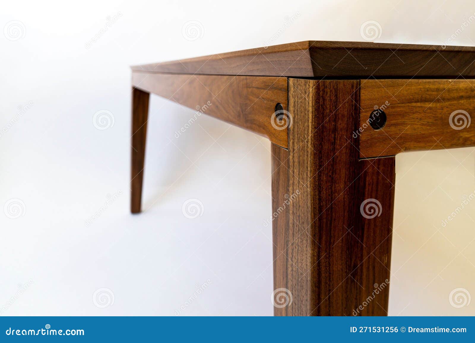 Detail of a Rectangular Wooden Table Isolated in a White Setting Stock ...