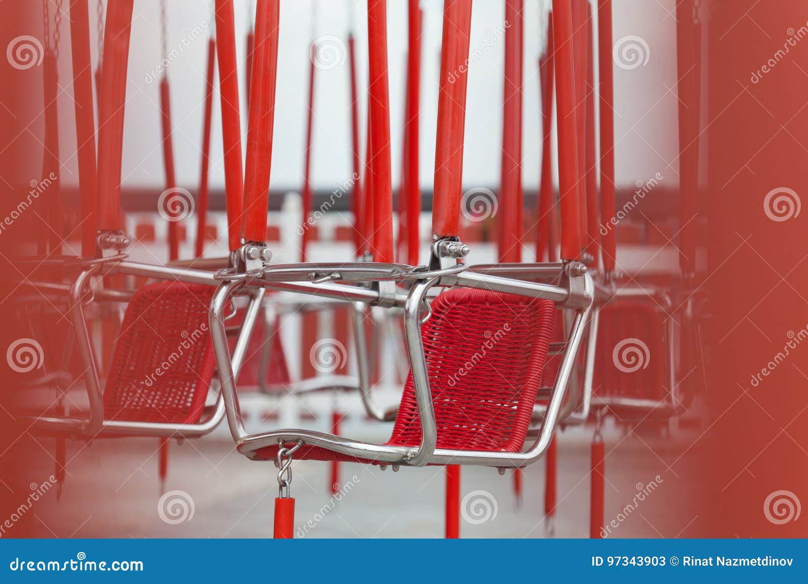 Detail of Red Carousel in Attraction Park Stock Image - Image of frisky ...