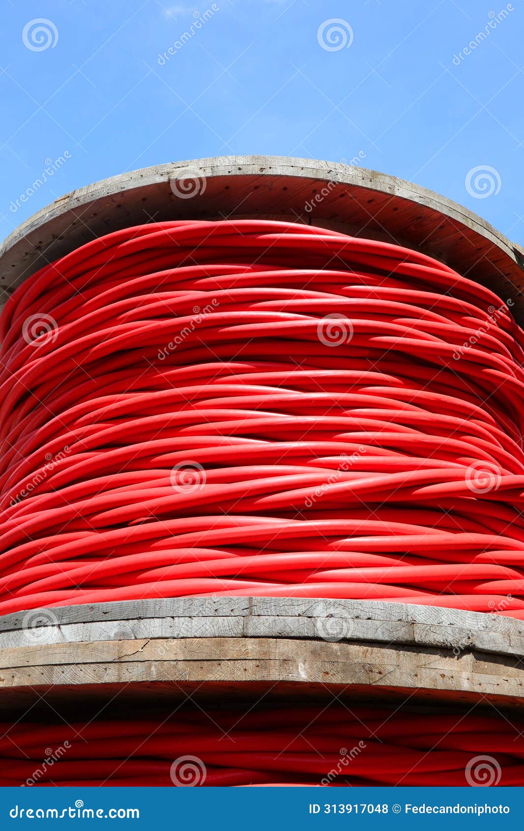 Detail of Red High-voltage Electrical Power Cable Spool Stock Photo ...