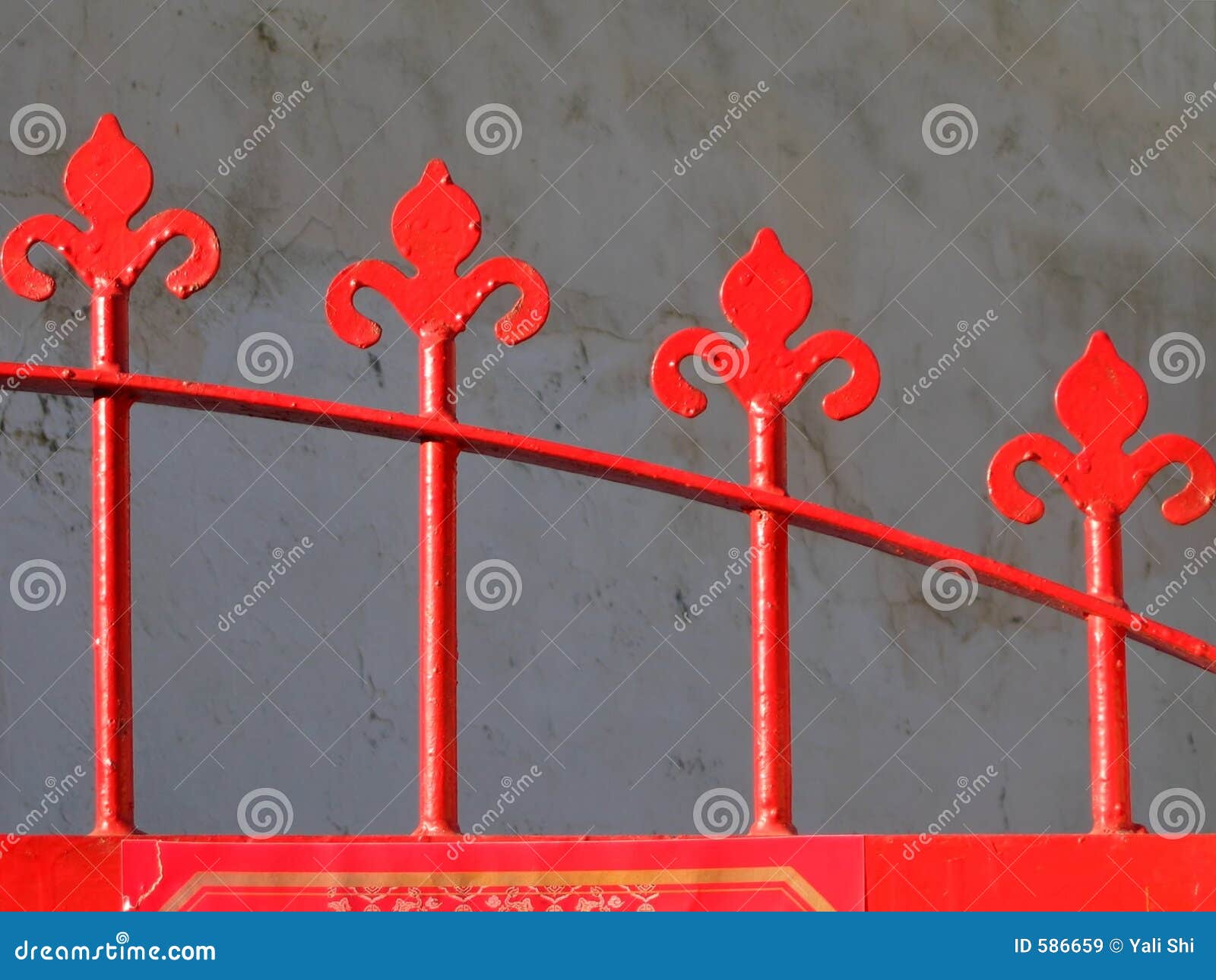 Detail of a Red Iron Gate stock image. Image of iron, traditional - 586659