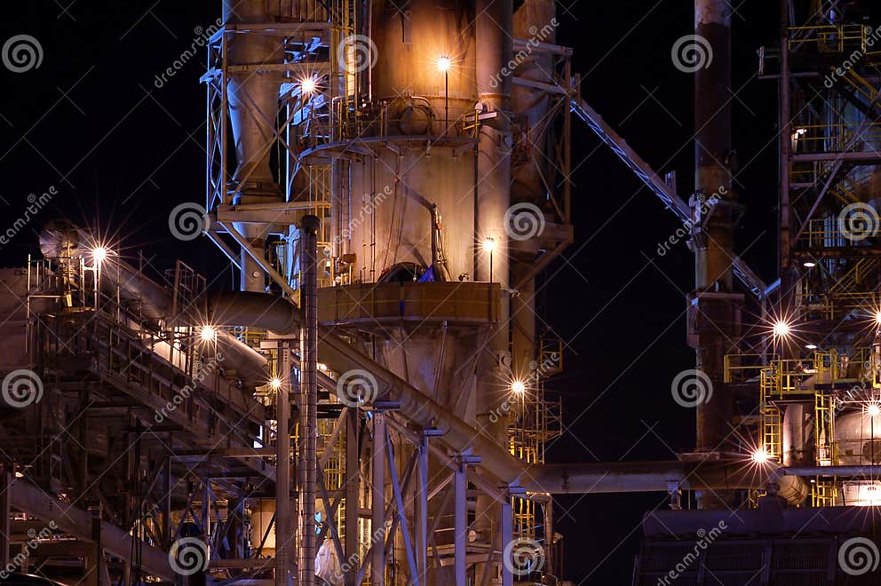 Detail of a Refinery at Night 3 Stock Photo - Image of plant, iron: 1333138