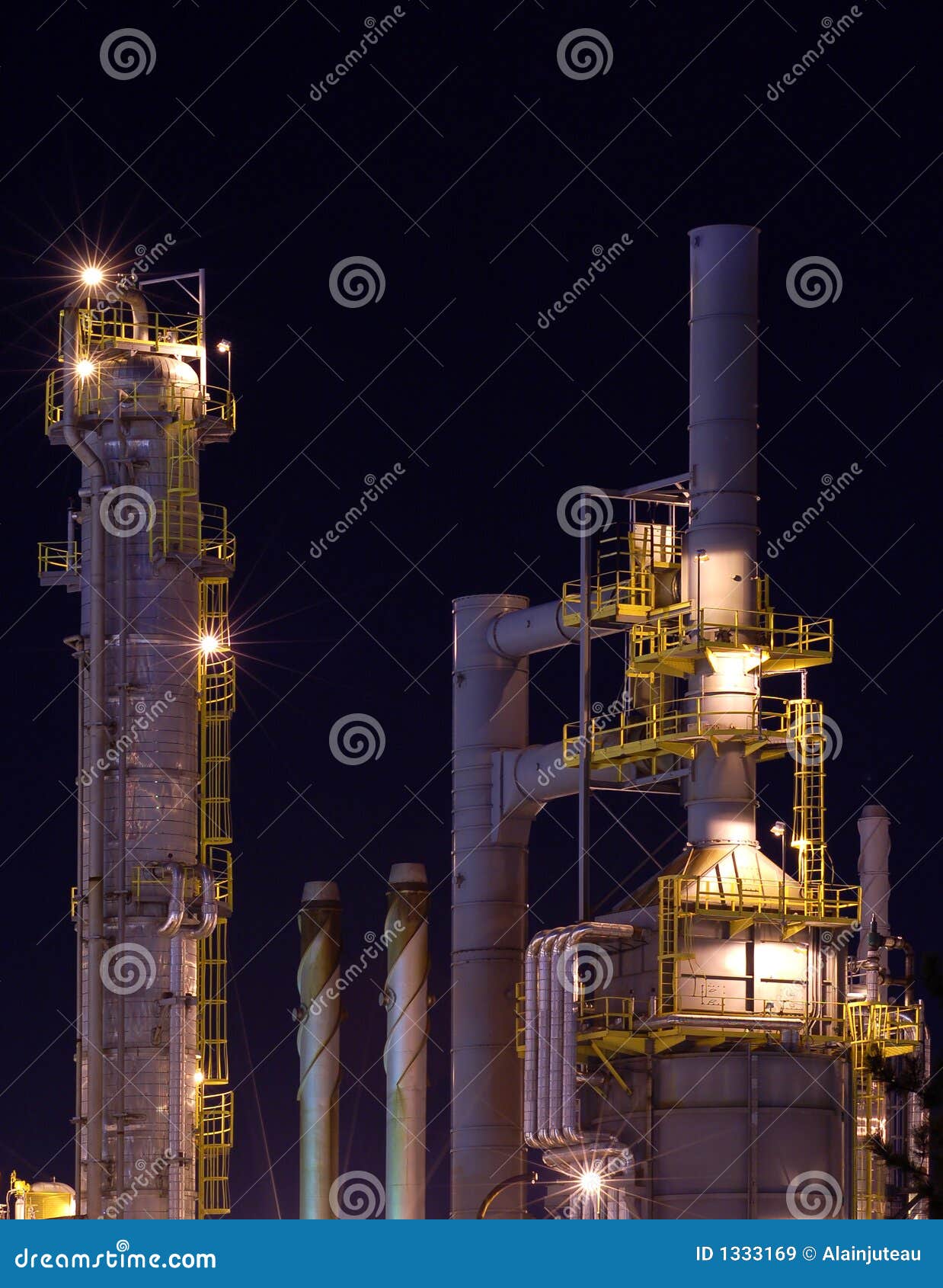 Detail of a Refinery at Night 5 Stock Image - Image of petrol ...