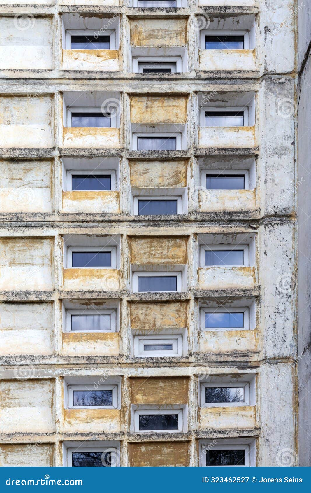 .detail of Reinforced Concrete Building Wall with Small Windows Stock ...