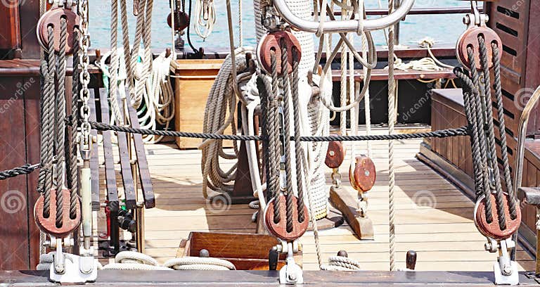 Detail of the Rigging and Rigging of an Old Sailing Ship Stock Photo ...