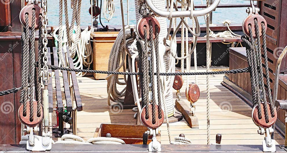 Detail of the Rigging and Rigging of an Old Sailing Ship Stock Photo ...
