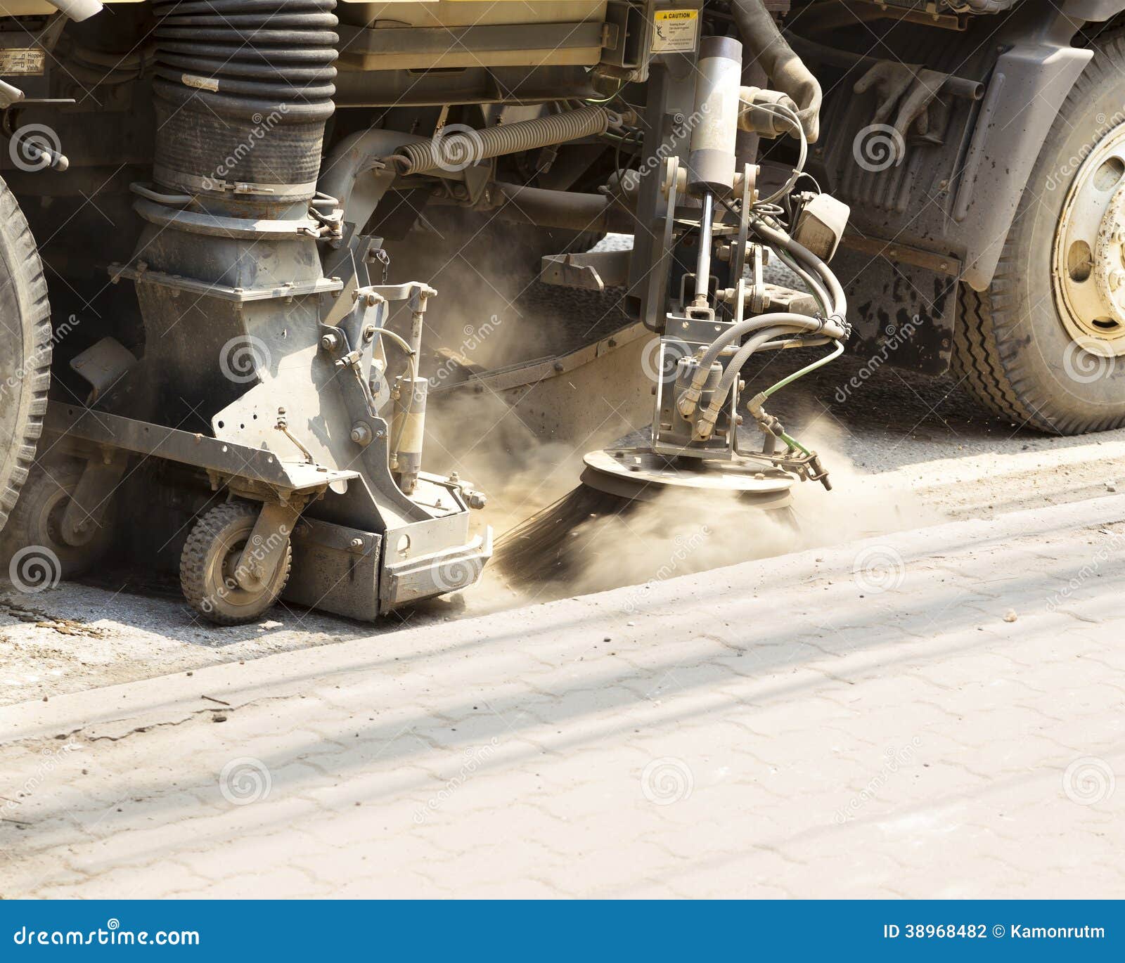 Road Sweeper. Yellow Street Sweeper Machine Fow Washing And Cleaning ...