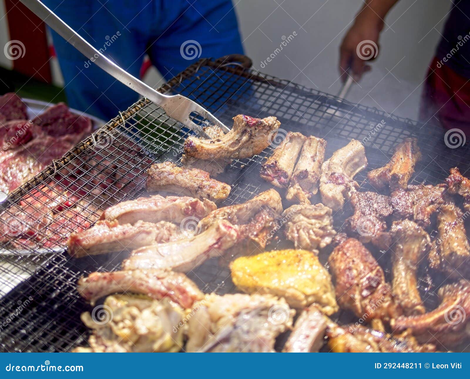 Detail of Roasted Meat on Top a Barbeque Stock Image - Image of cooked ...