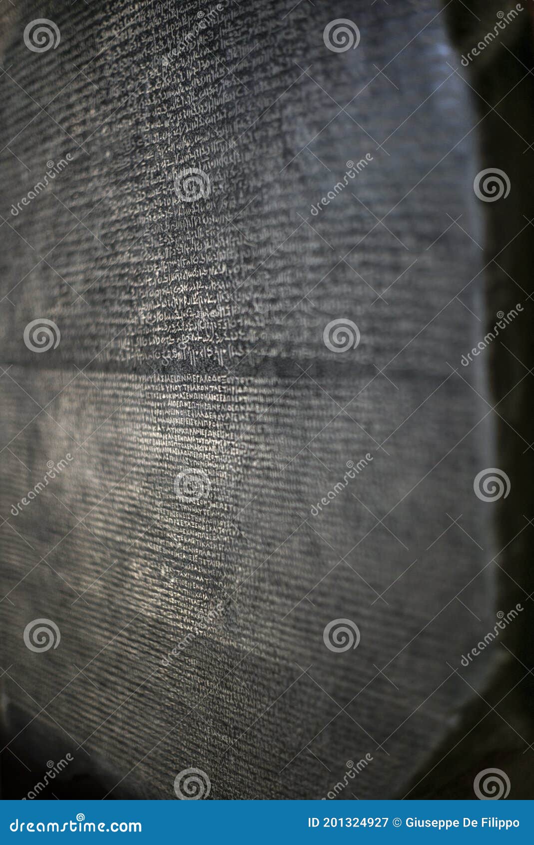 A Detail of the Rosetta Stone with the Demotic and Old Greek Script ...