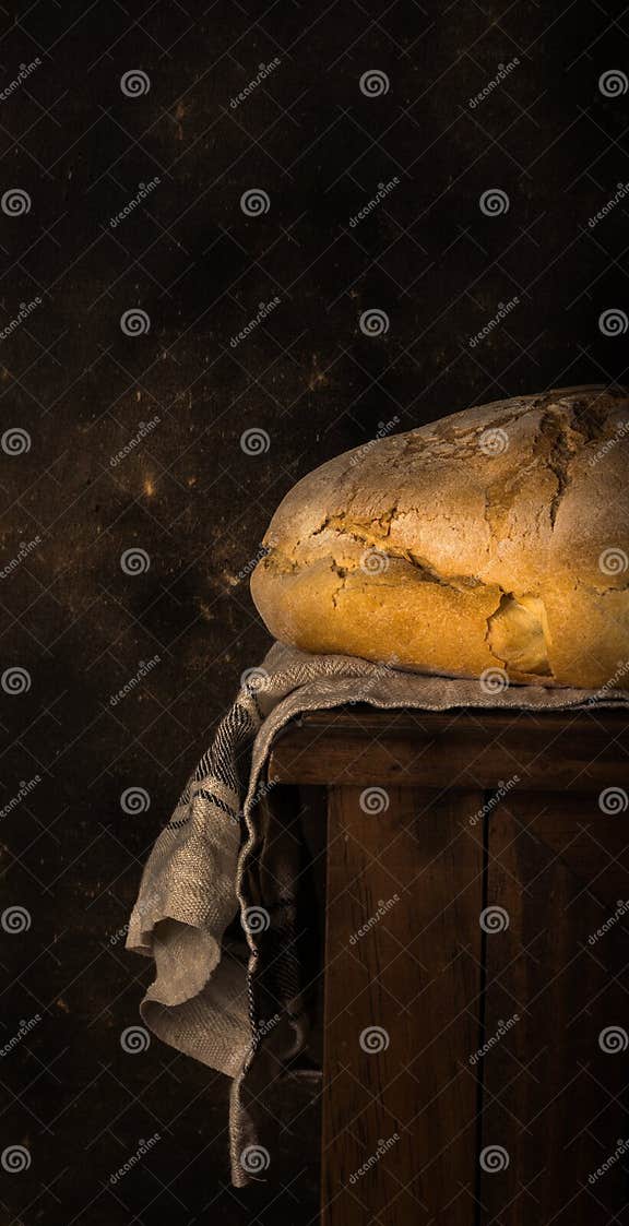 Detail of Rustic Bread in Vertical Format. Stock Image - Image of fiber ...