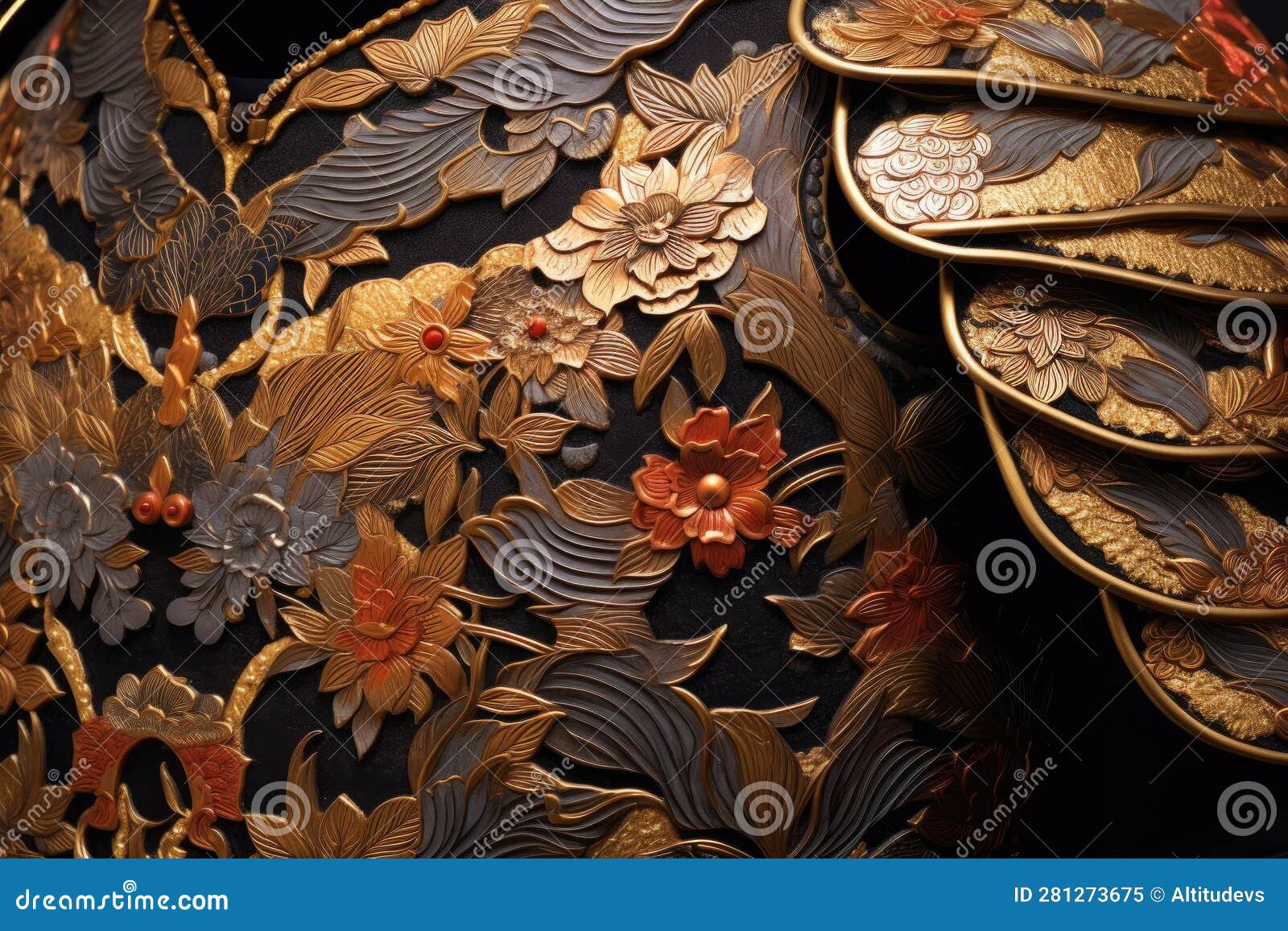 Detail of Samurai Armors Intricate Patterns Stock Illustration ...