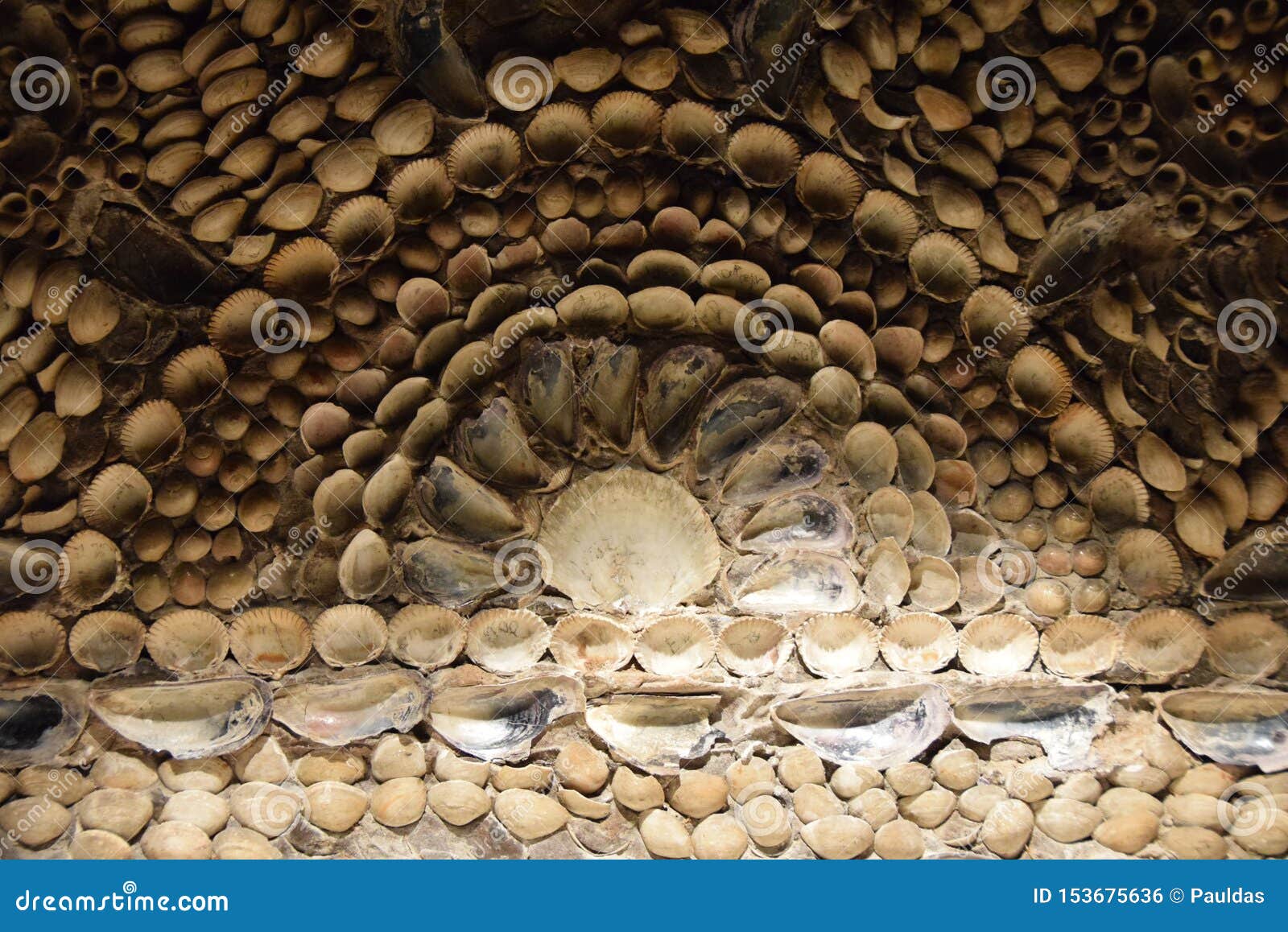 Detail of Seashells Made into a Mural Stock Photo - Image of grotto ...