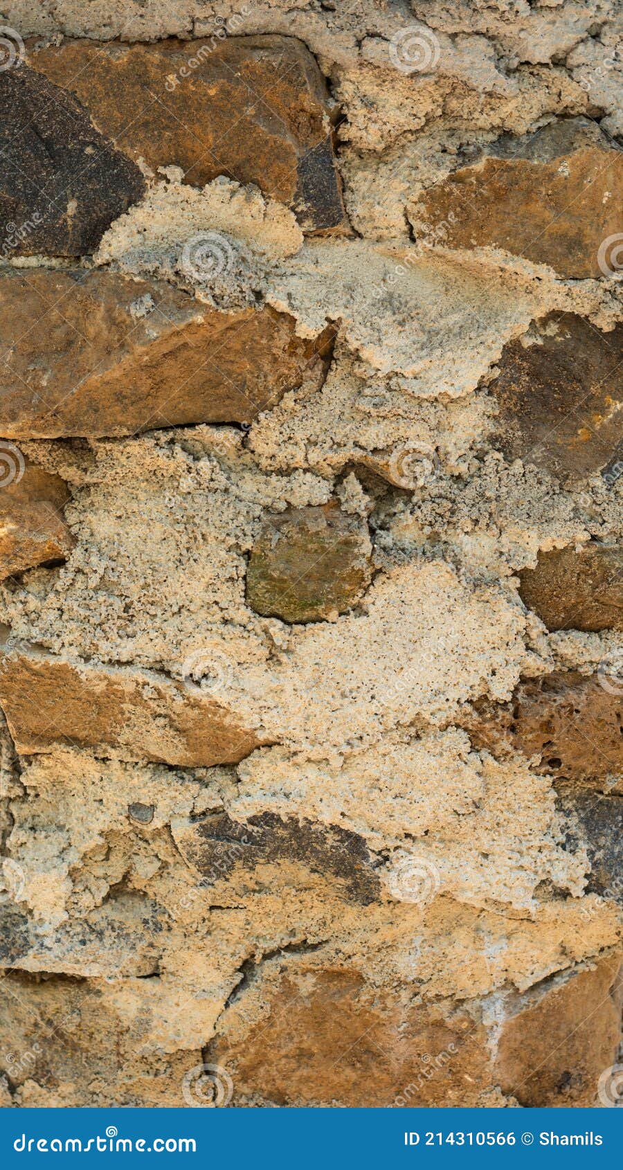 Detail Section of Empty Stone Wall with Cement, Background Texture ...