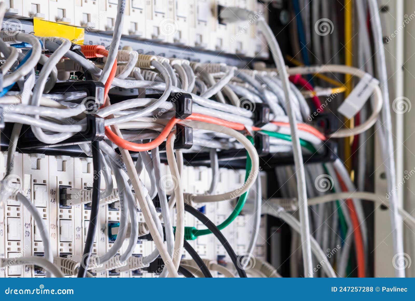 Detail of Server Rack with Ethernet Cables Connected To the Swit Stock ...