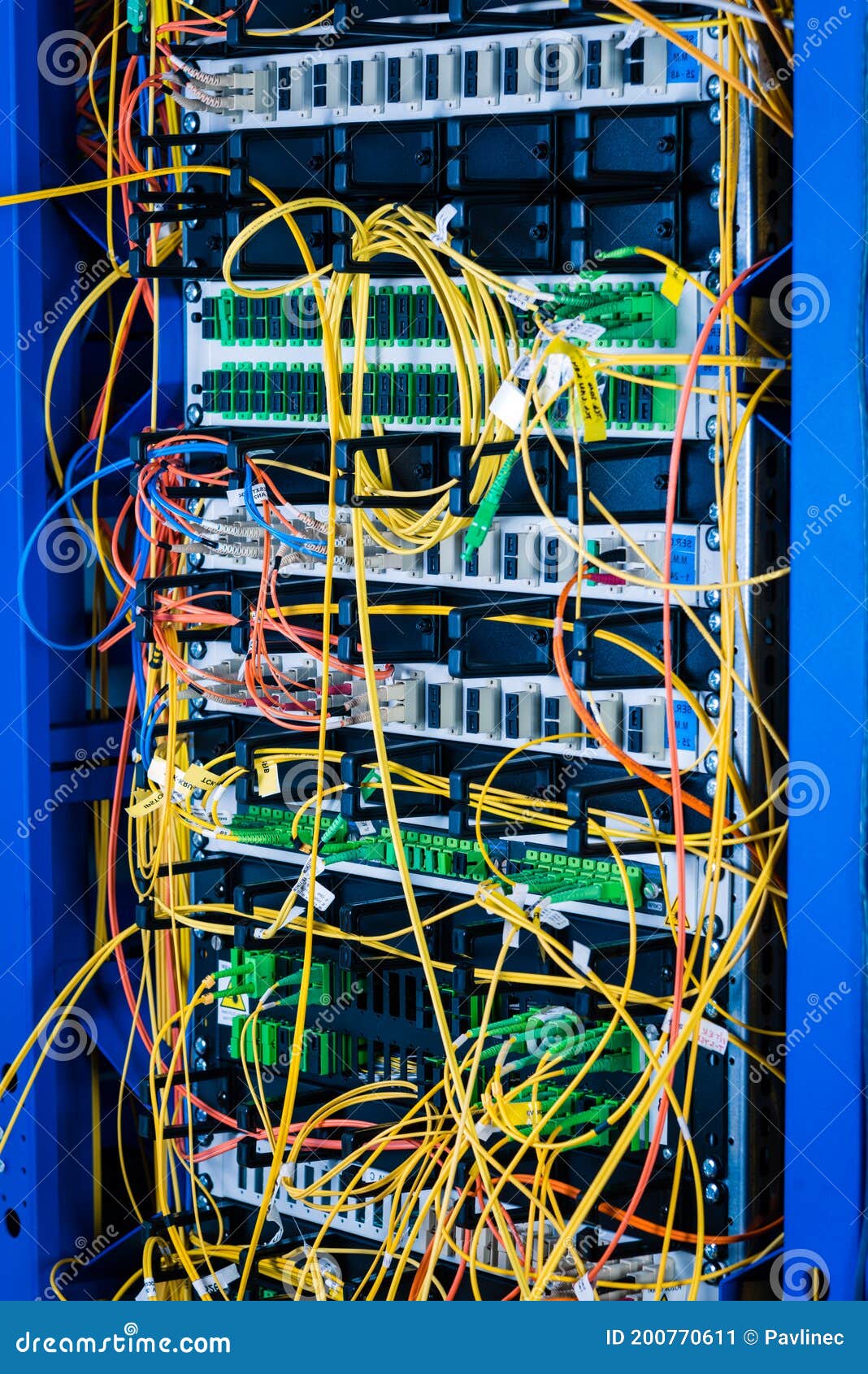 Detail Of Server Rack With Fiber Optic Cables Attached To, 55% OFF
