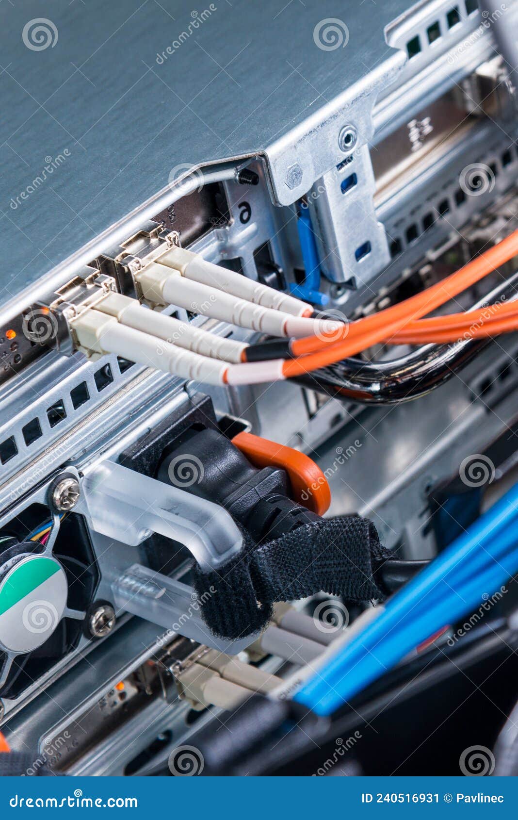 Detail of Server Rack with Fiber Optic Cables Attached To Front Stock ...