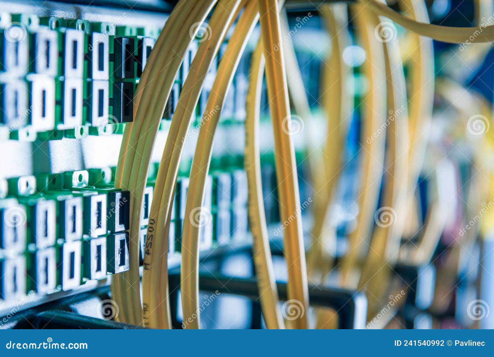 Detail of Server Rack with Fiber Optic Cables Attached To Front Stock ...