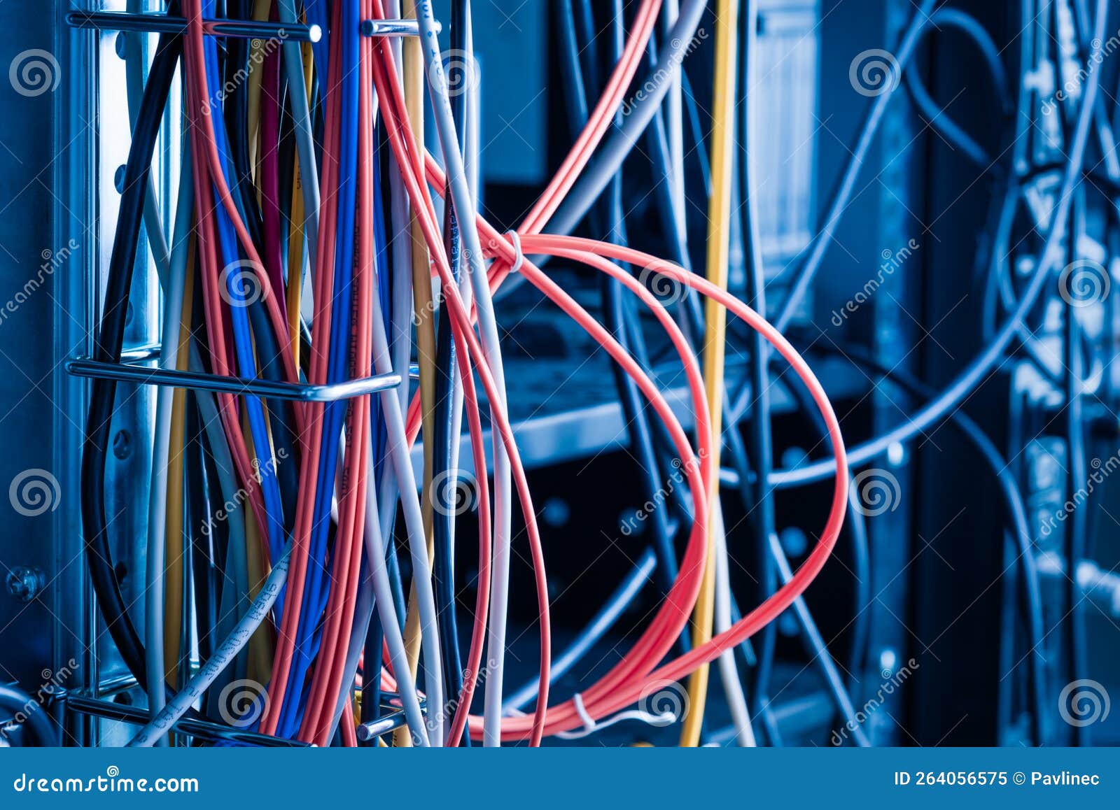 Detail of Server Room with Bunch of Fiber Optic Cables and Ether Stock ...