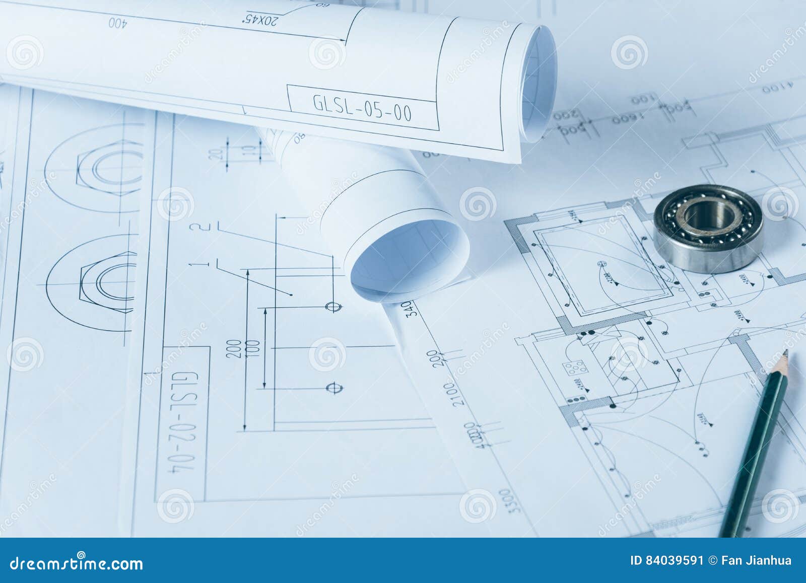 Detail Shot of Architectural Blueprints Stock Image - Image of ...