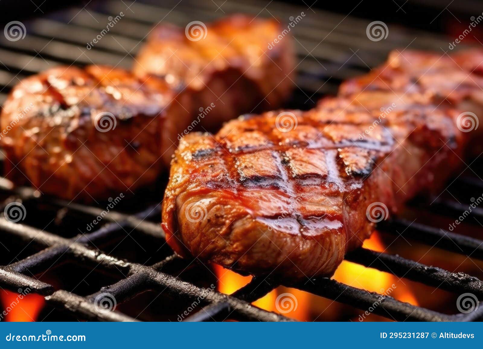 Detail Shot of Grill Marks on a Pair of Glazed Lamb Chops Stock Image ...