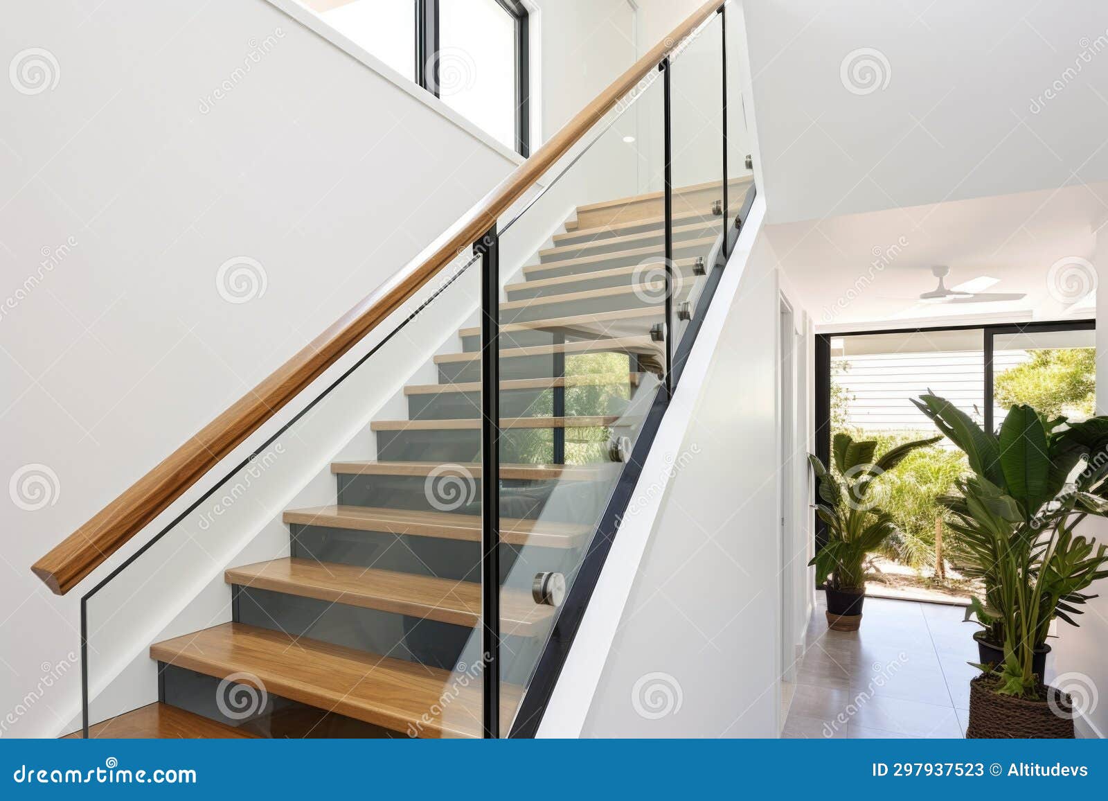 Detail Shot of a Split-level Staircase Stock Image - Image of modern ...