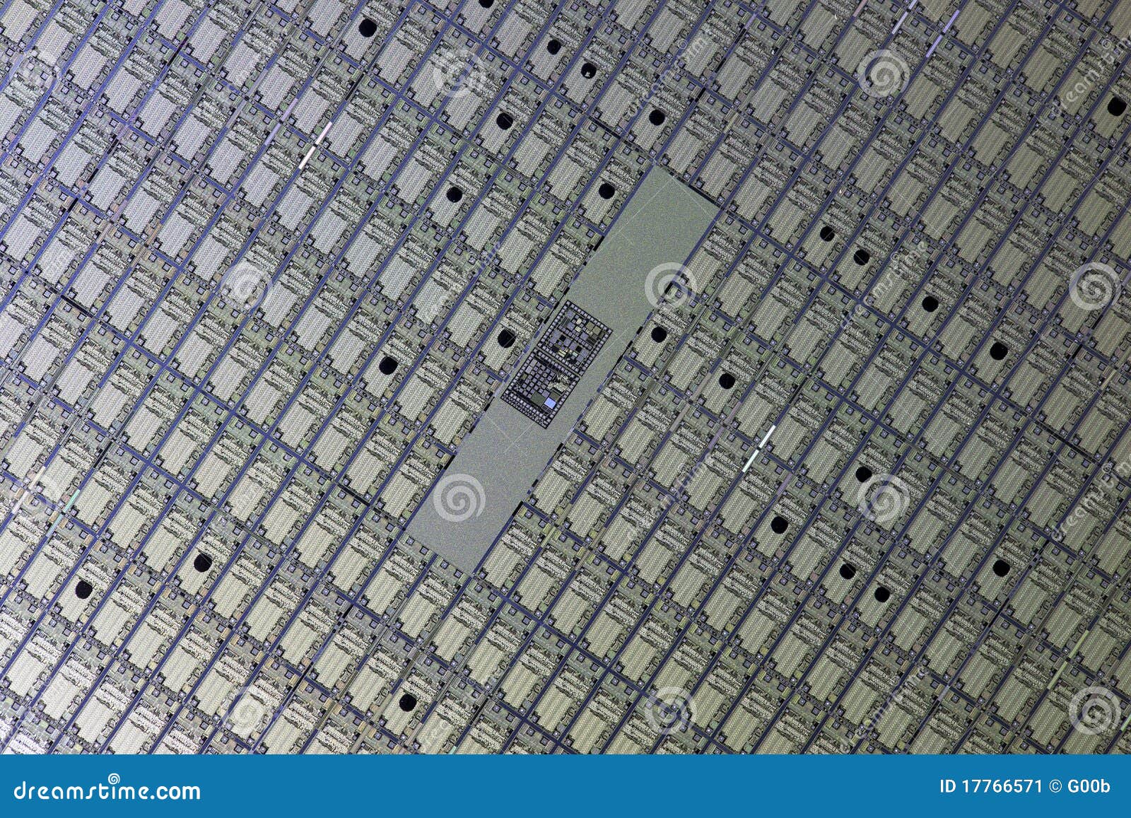 Silicon Wafer With Microchips, Fixed In A Holder With A Steel Frame On ...