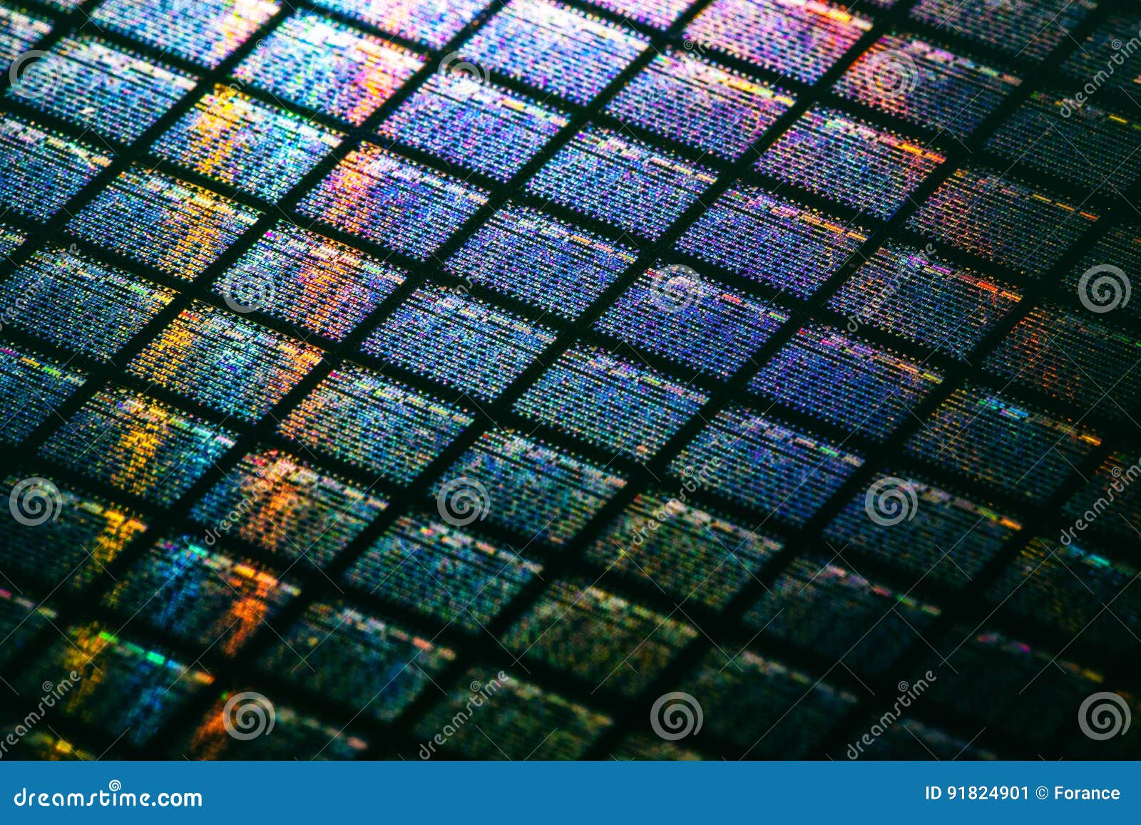 Detail of Silicon Wafer Containing Microchips Stock Image - Image of ...