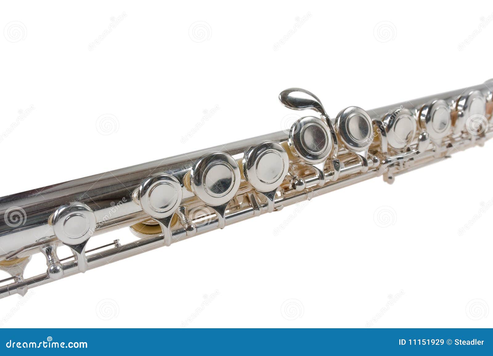 Detail of a Silver Flute on White Stock Image - Image of isolated ...