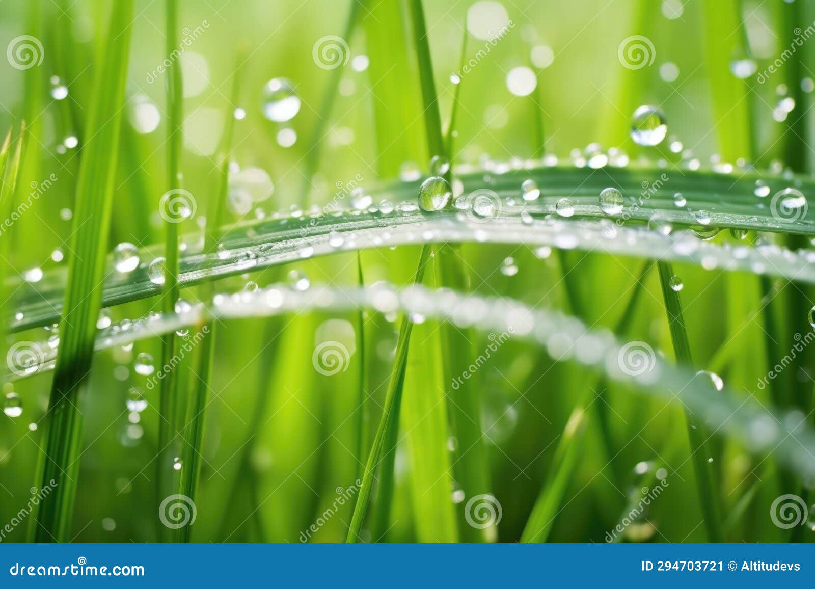 Detail of a Single Rice Plant Splashed with Water Droplets Stock Image ...