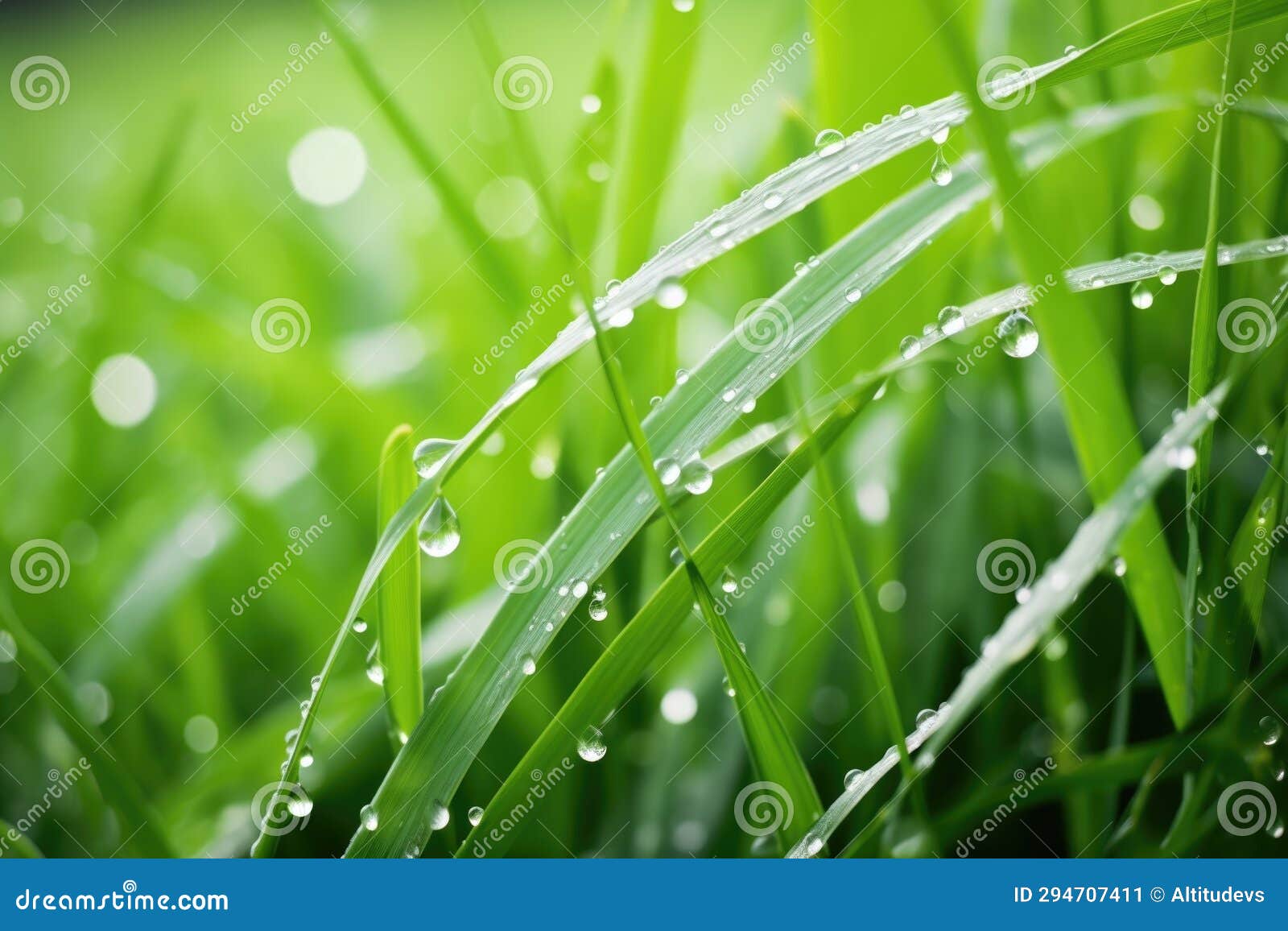 Detail of a Single Rice Plant Splashed with Water Droplets Stock Image ...