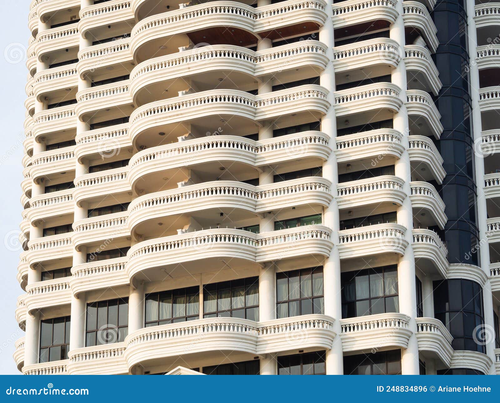 Detail of a Skyscraper with Curved Balconies - Pattern Stock Photo ...