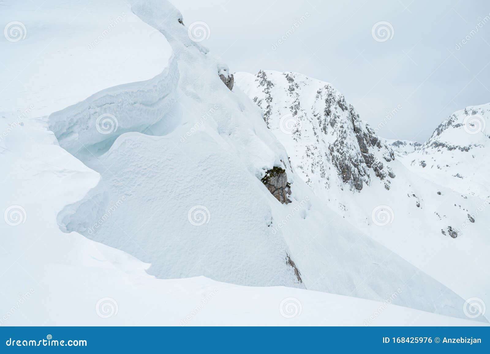 Detail of Snow Cornice Forming on Mountain Ridge. Stock Photo - Image ...