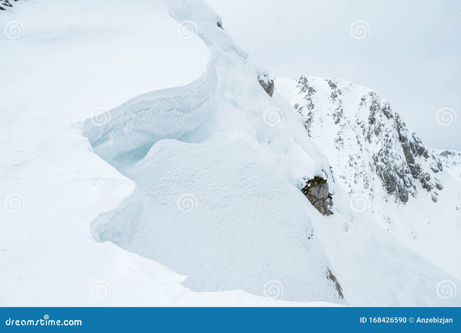 Detail of Snow Cornice Forming on Mountain Ridge. Stock Photo - Image ...