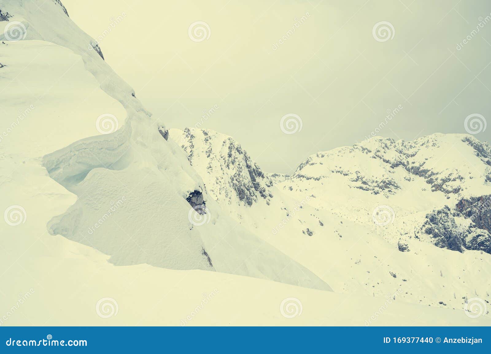 Detail of Snow Cornice Forming on Mountain Ridge. Stock Photo - Image ...