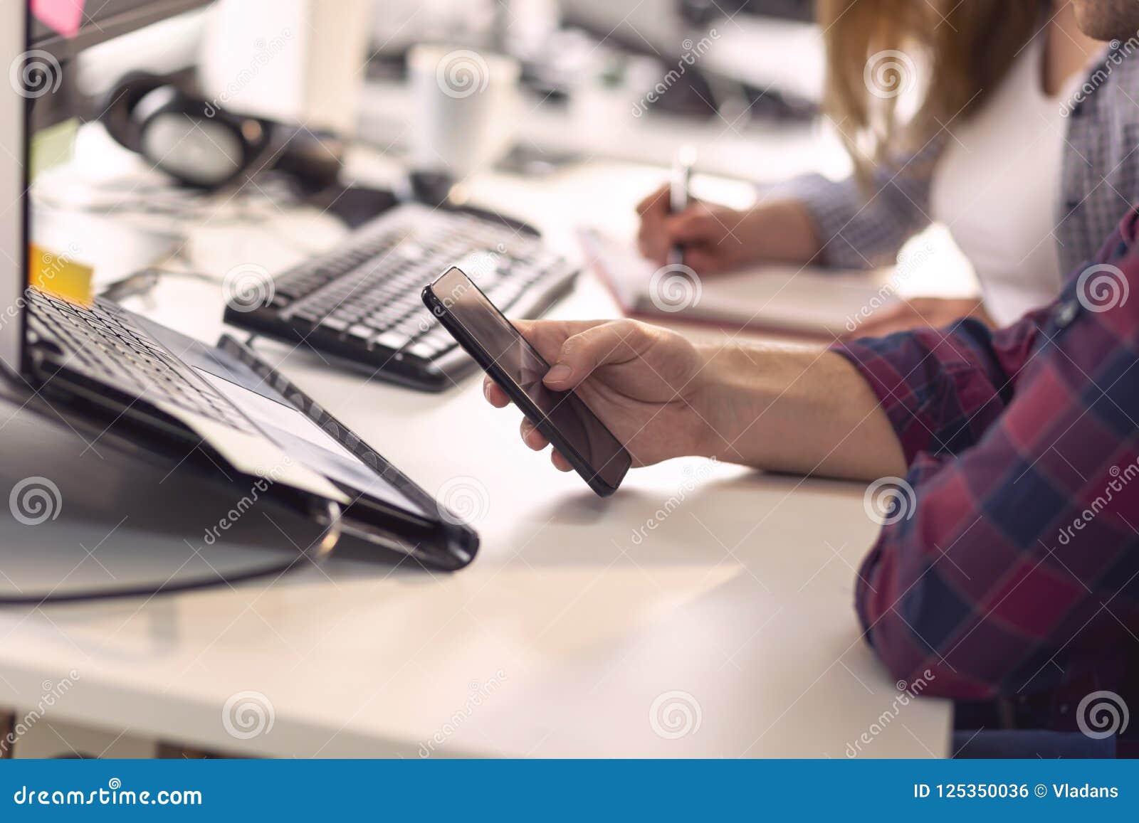 Using a Smart Phone for Taking Notes at Work Stock Photo - Image of ...