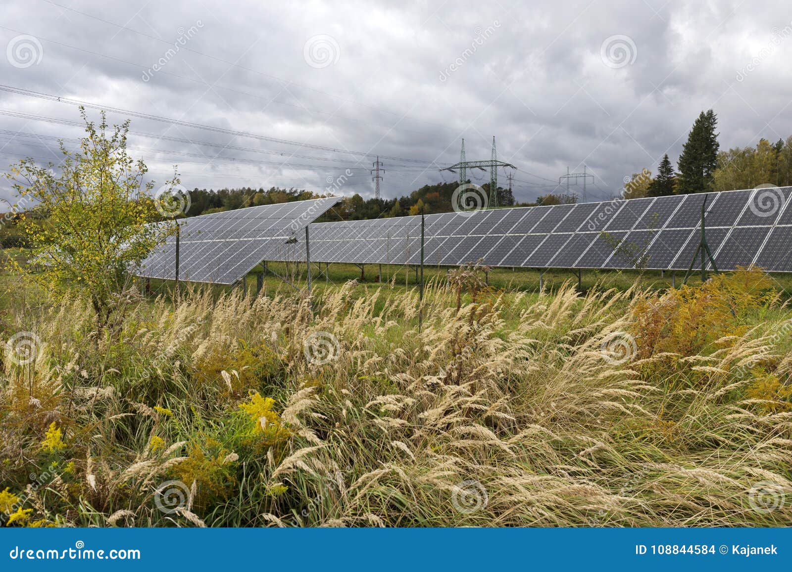 Detail of the Solar Power Panel with Cloudy Sky Stock Photo - Image of ...