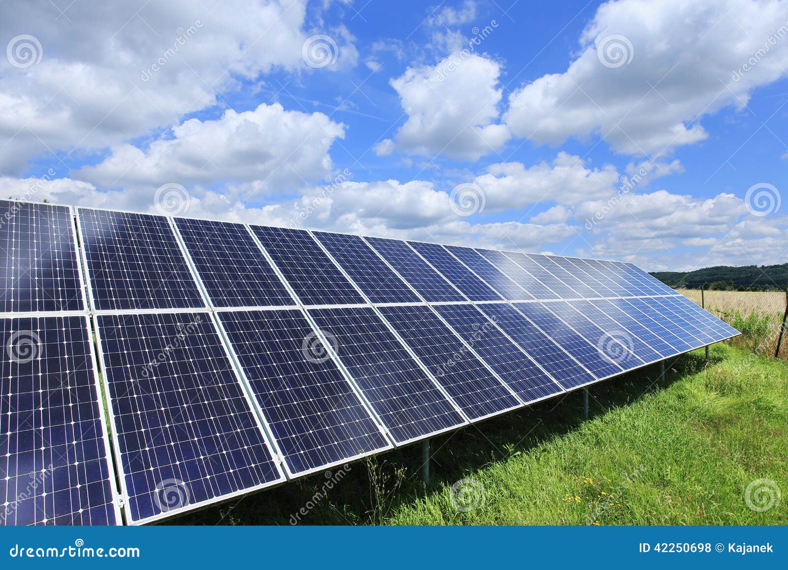 Detail of Solar Power Station on the Spring Meadow Stock Photo - Image ...