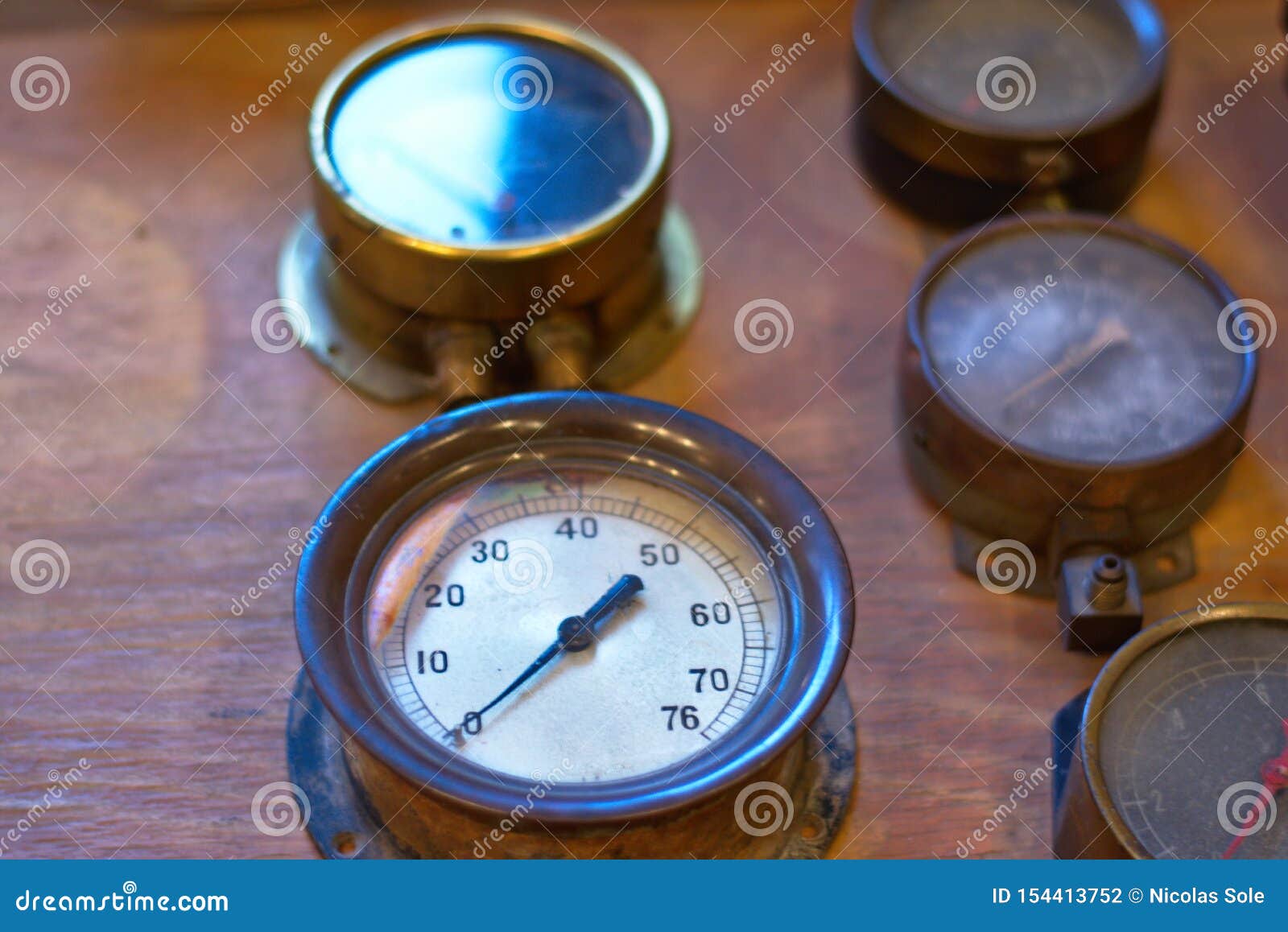 Indicator Clocks on a Panel of a Train Stock Photo - Image of heat ...