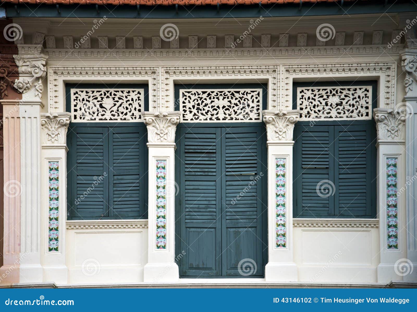Detail of a Southeast Asian Shophouse Stock Photo - Image of historical ...