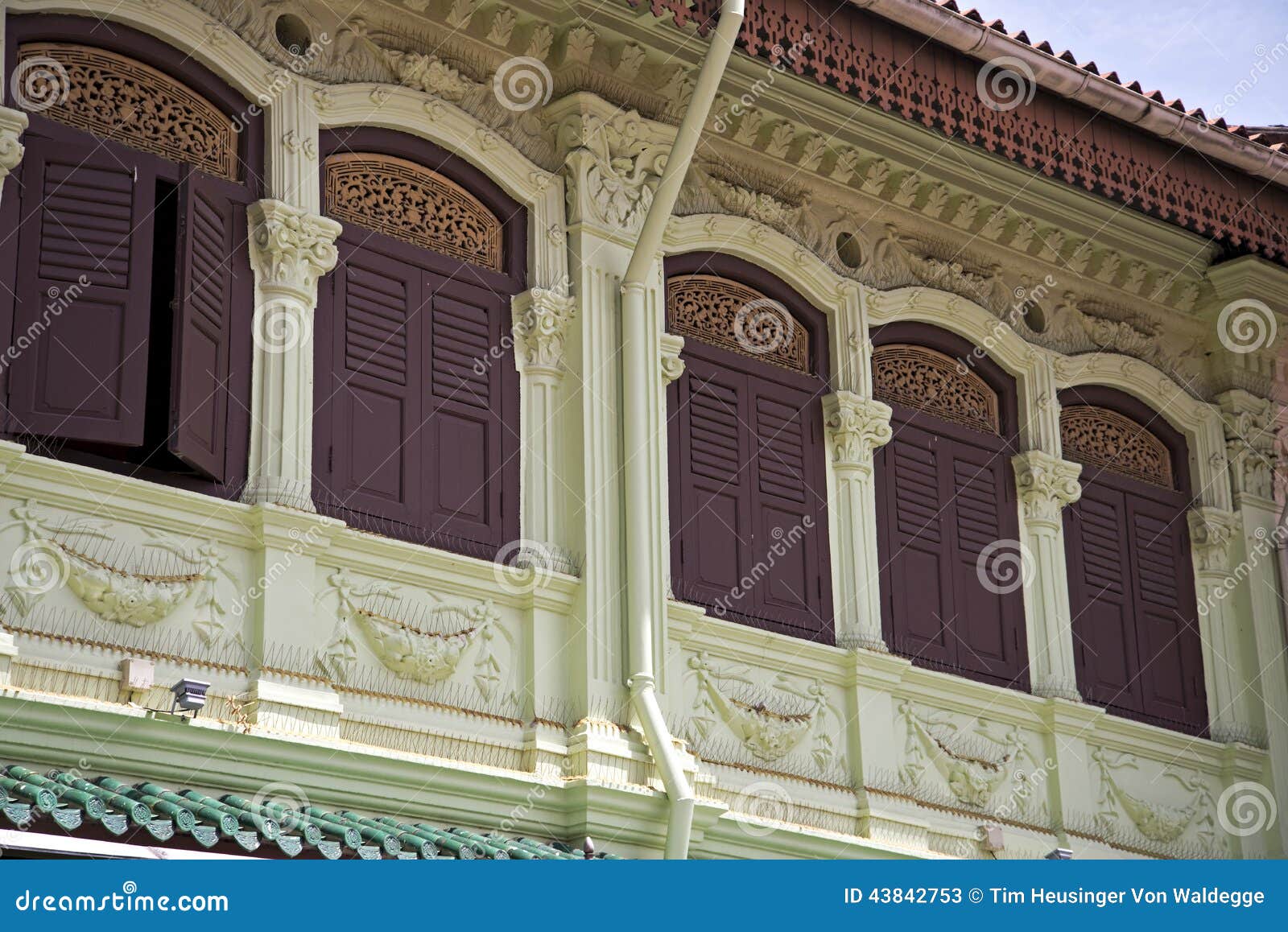 Detail of a Southeast Asian Shophouse Stock Image - Image of asia ...