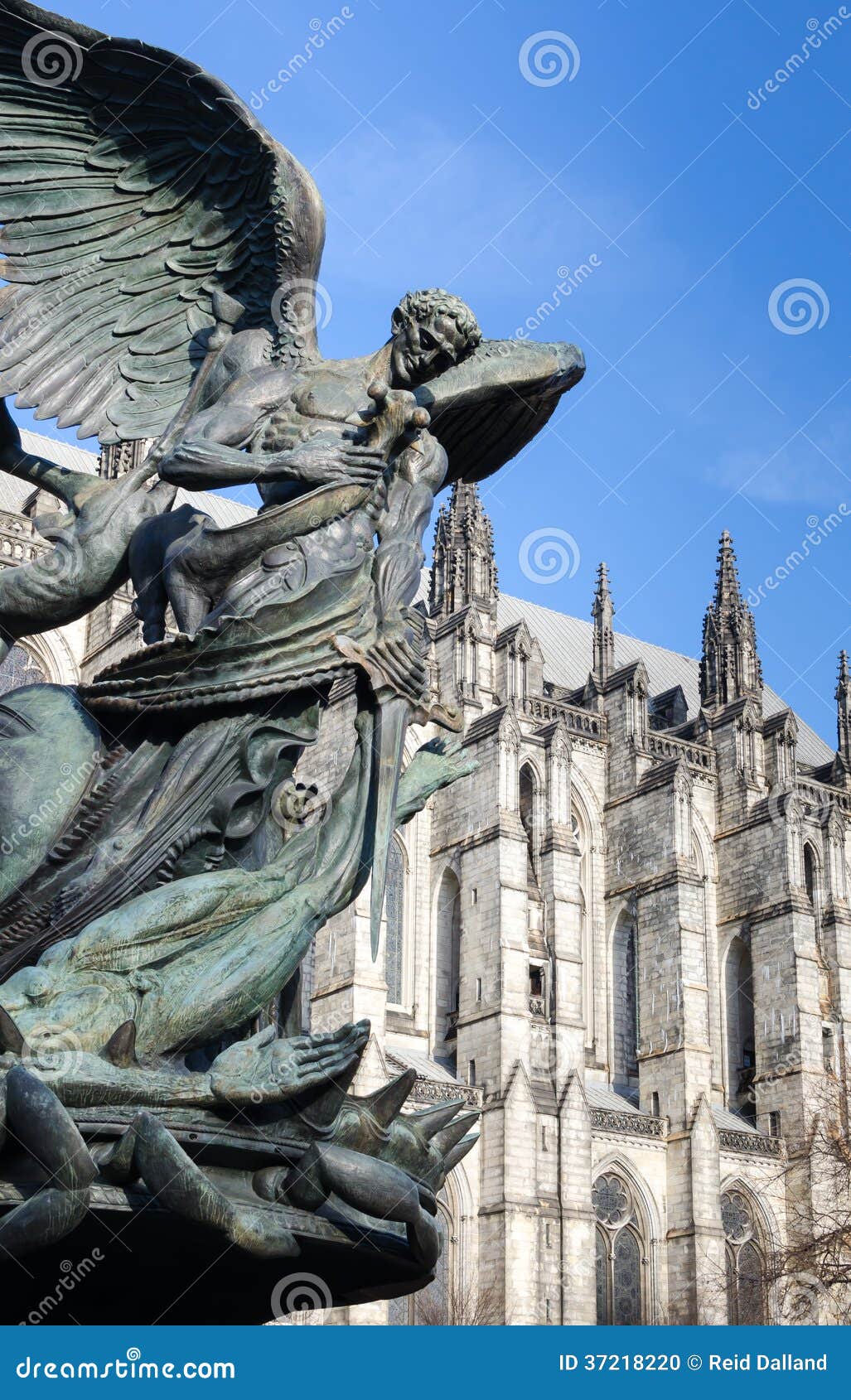 Cathedral of St. John the Divine, Freedom Statue. Stock Photo - Image ...