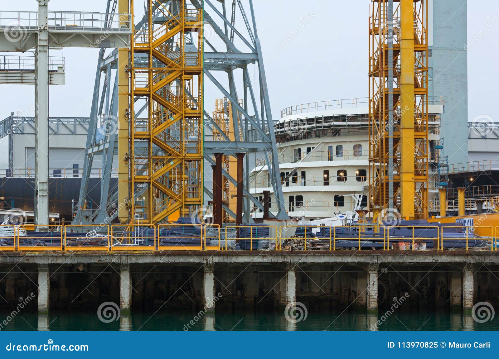 Close-up on the Structures of a Shipyard Stock Image - Image of crane ...