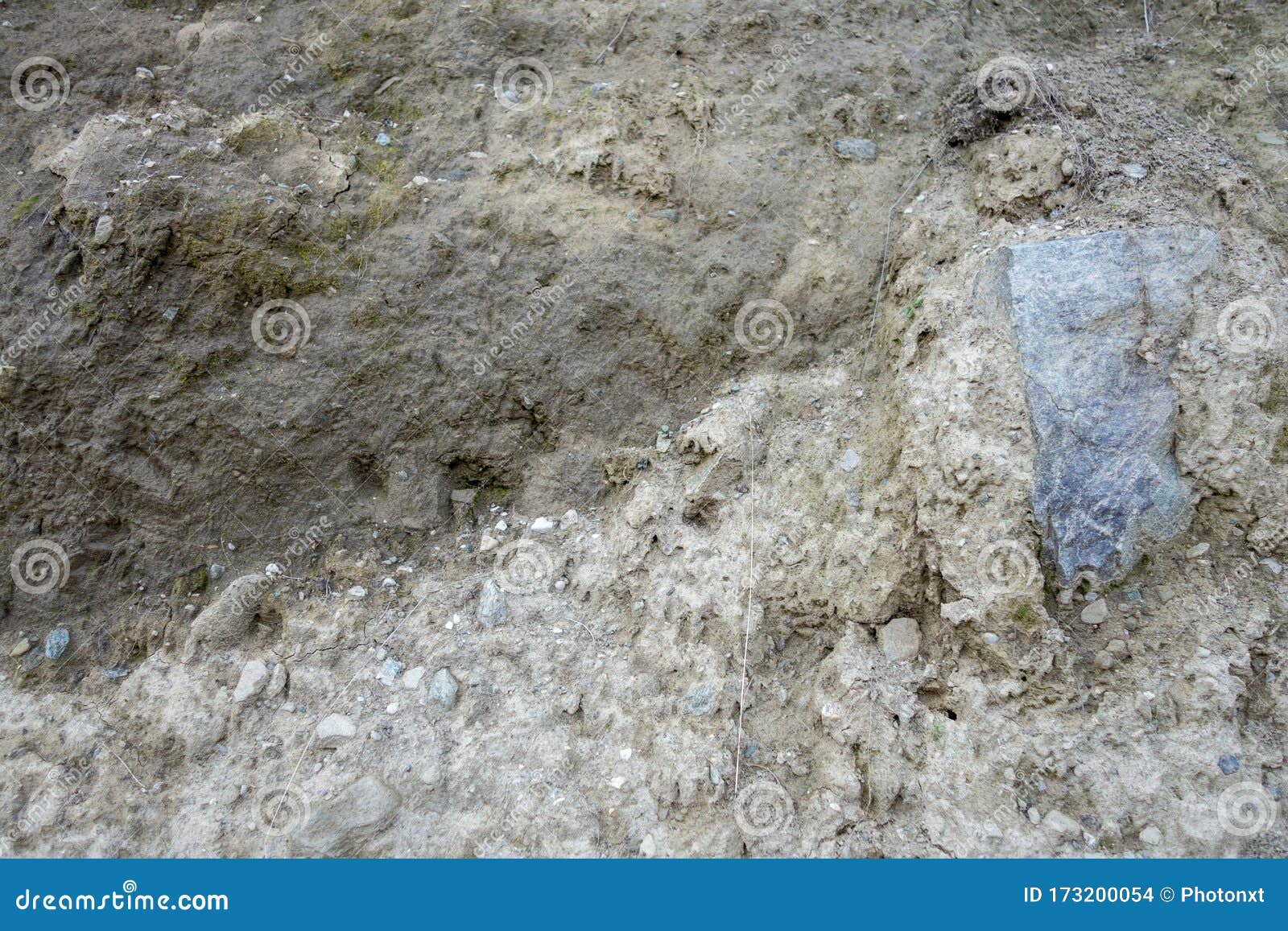 Detail of Surface Texture with Small Pebble Rock and Grass on Dirty ...
