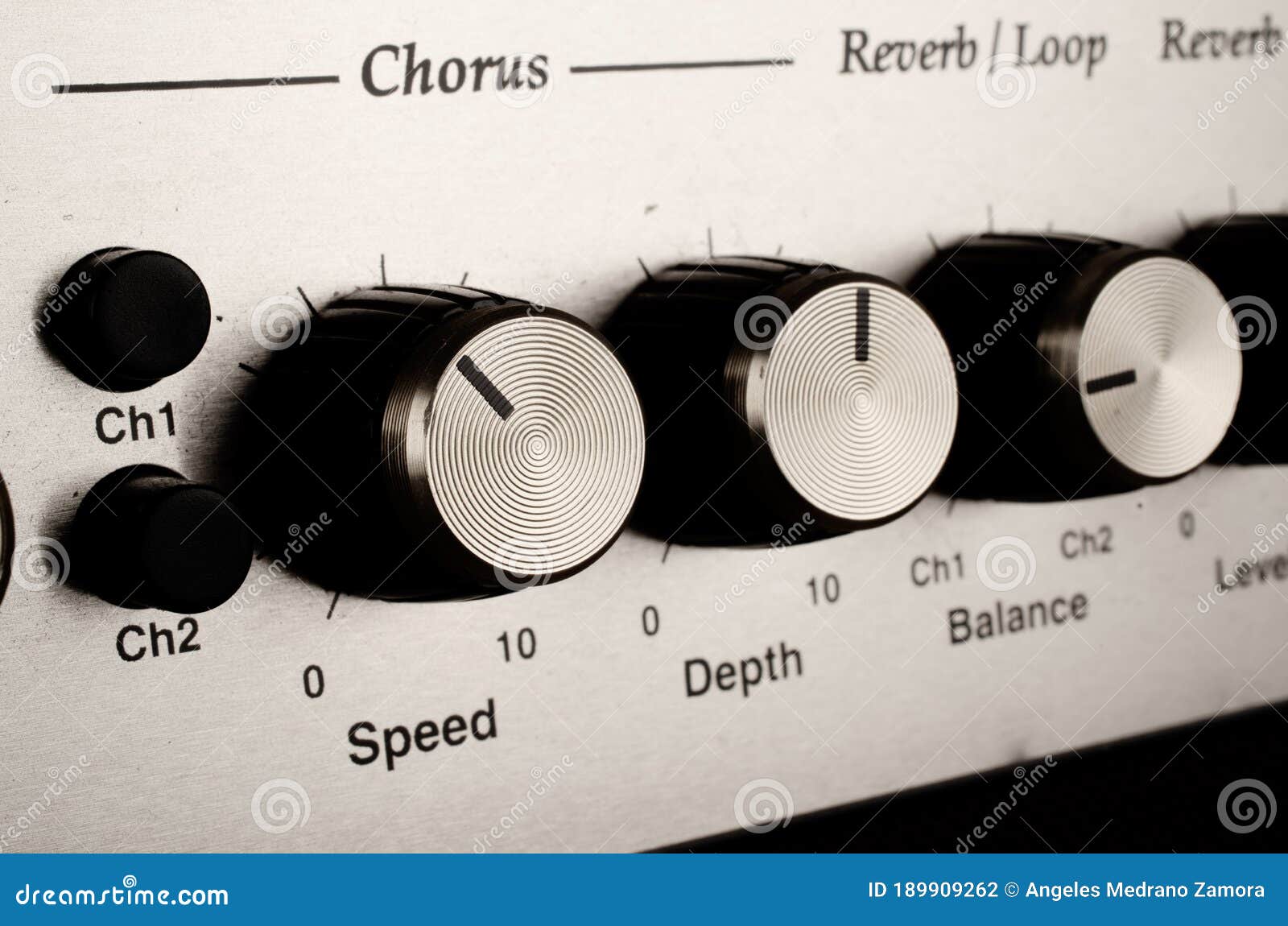 Controls of an amplifier stock photo. Image of closeup - 189909262