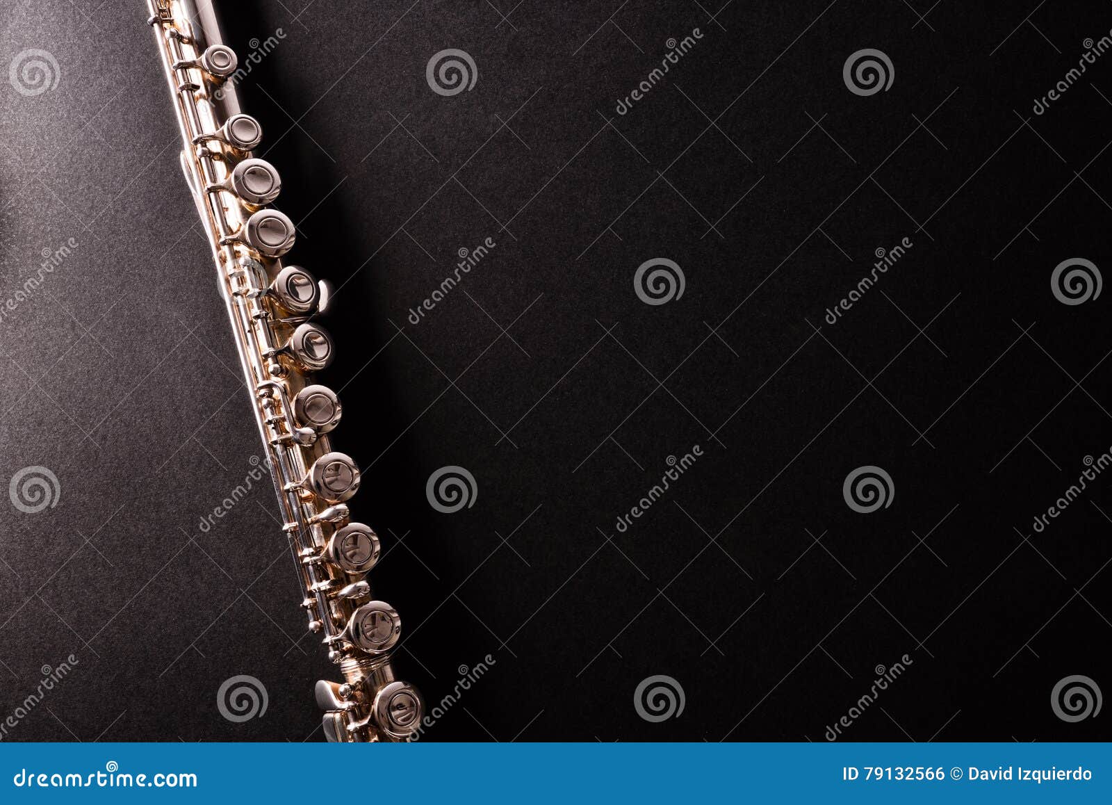 Detail of Tansverse Flute on Black Table Top View Stock Photo - Image ...
