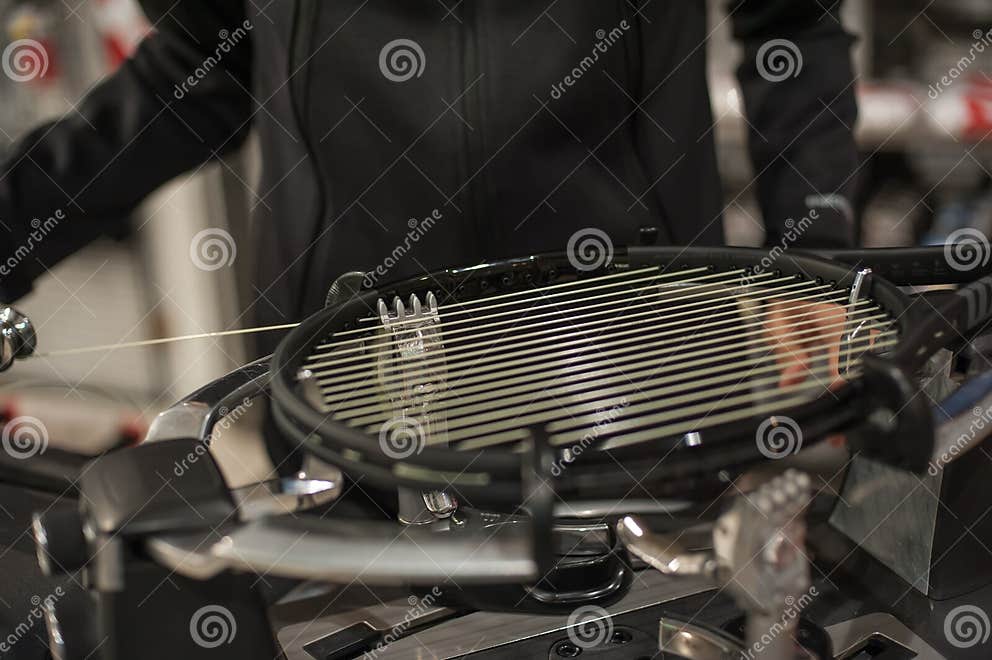 Detail of Tennis Racket in the Stringing Machine Stock Image - Image of ...