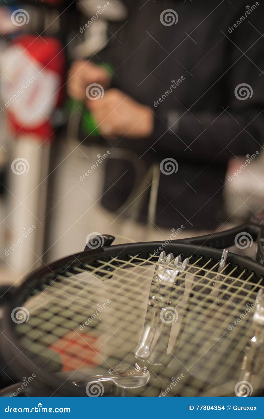 Detail of Tennis Racket in the Stringing Machine Stock Photo - Image of ...
