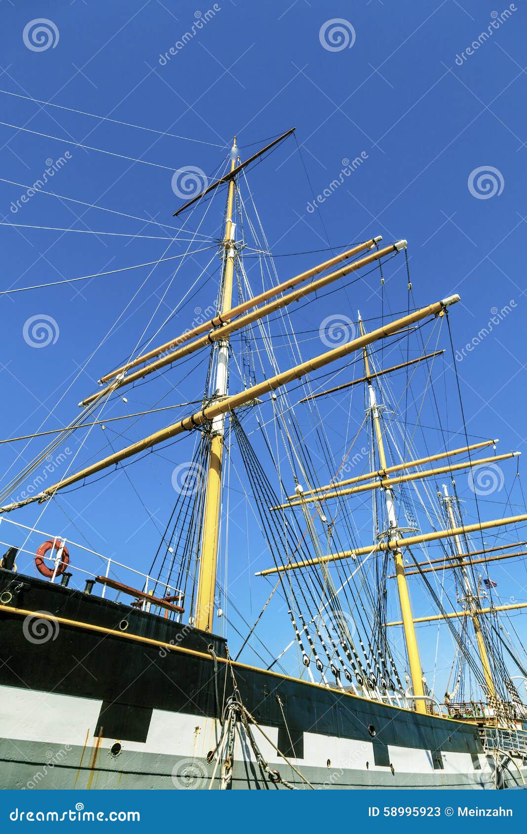 Detail of the Three-master in San Francisco Stock Image - Image of ...